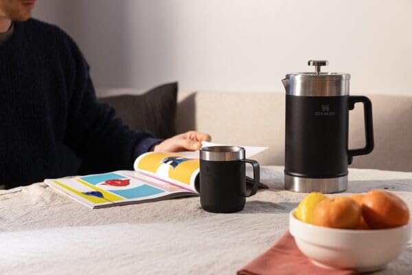 Stanley French Press 48oz with Double Vacuum Insulation, Stainless Steel Wide Mouth Coffee Press, Large Capacity, Ergonomic Handle, Dishwasher Safe