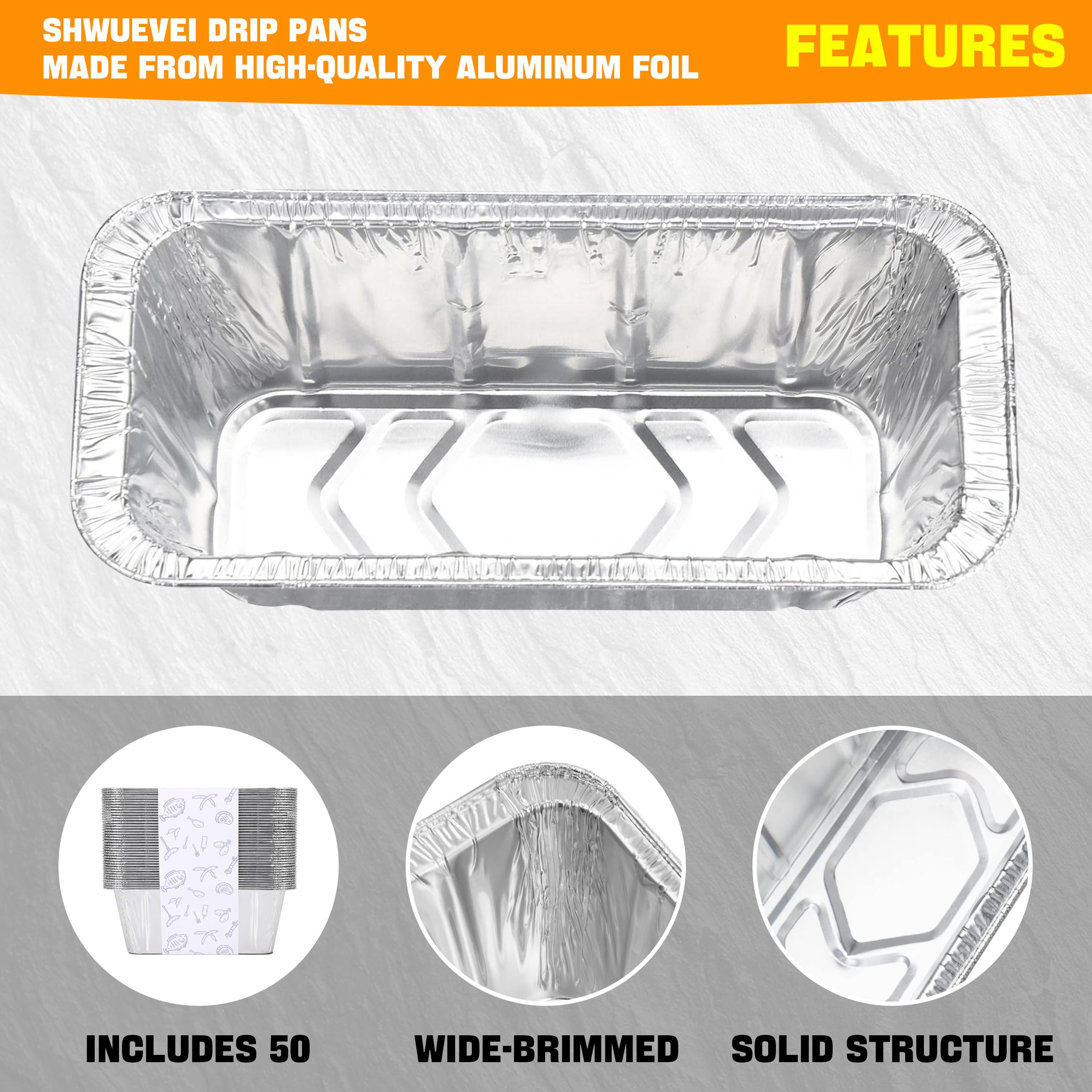 Shwuevei 50 Pack Blackstone Grease Cup Liners, Aluminum Foil Drip Pan Liners for 17'' 22'' 28'' 36Inch Blackstone Griddle, Griddle Grease Catcher Cup Liners, Blackstone Griddle Accessories