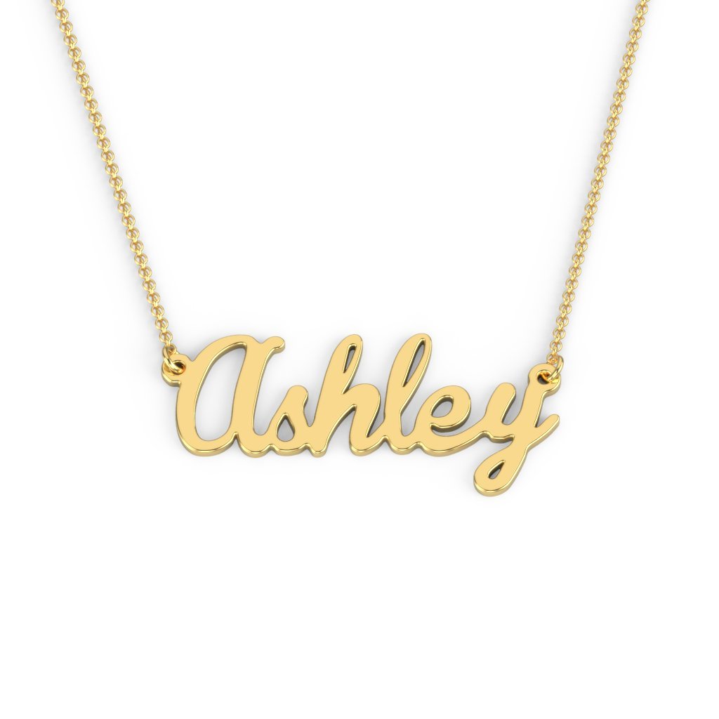 TSD 14K Yellow Gold Personalized Name Necklace with a 16" Chain in Brannboll Font by JEWLR*