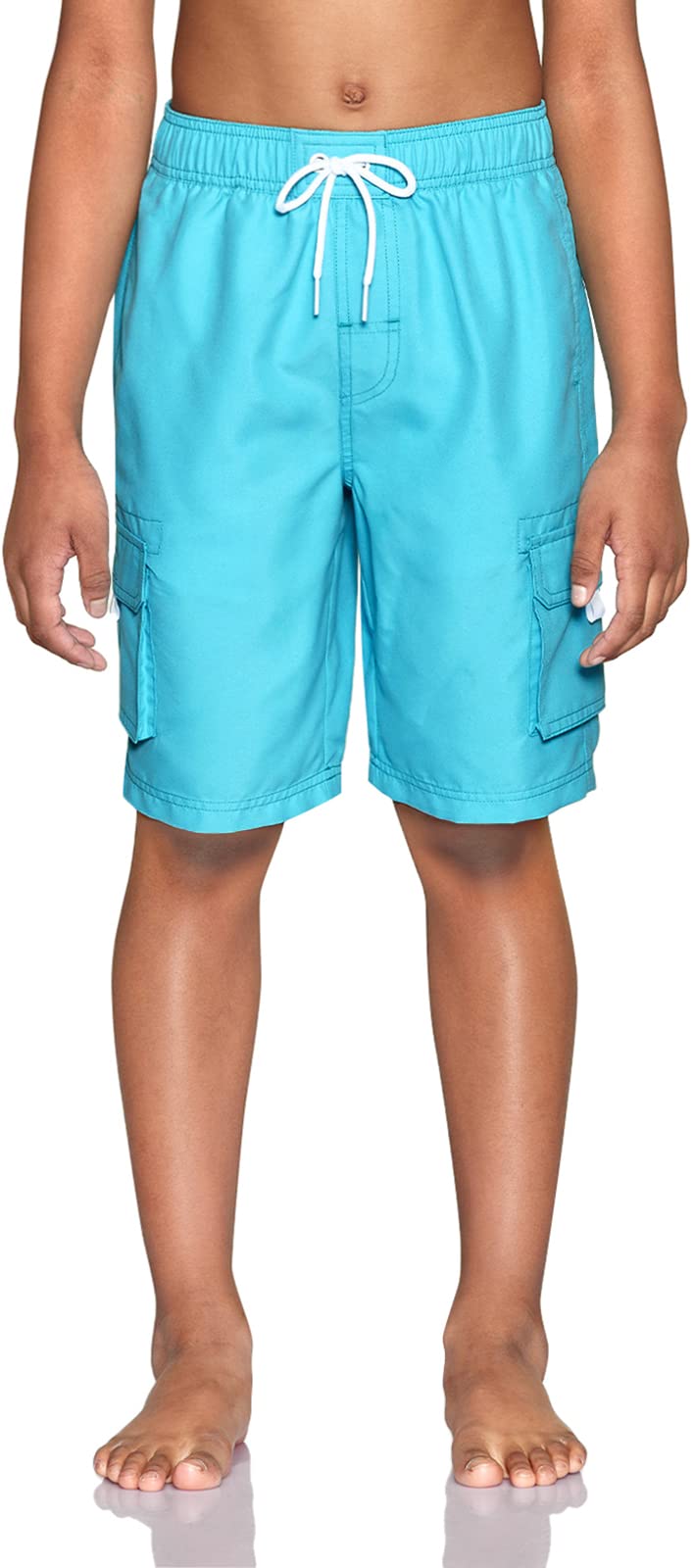 TSLA Boys Swim Trunks, Quick Dry UPF 50+ Beach Board Swim Shorts, Swimsuit Swimwear with Inner Mesh Liner, Solid Trunks Aqua, 6