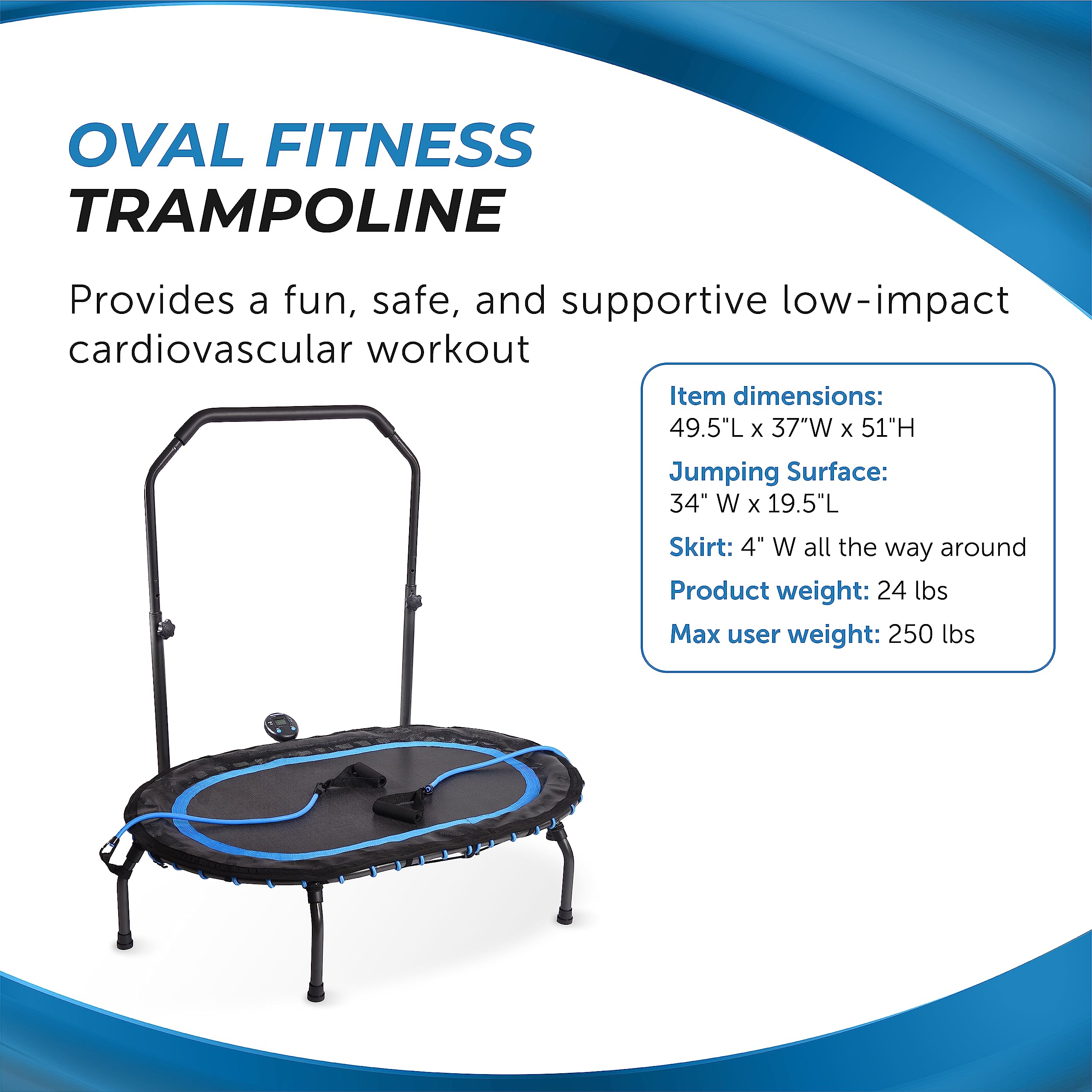 Stamina Fitness Trampoline - Exercise Trampoline with Smart Workout App - Indoor Trampoline Fitness Rebounder
