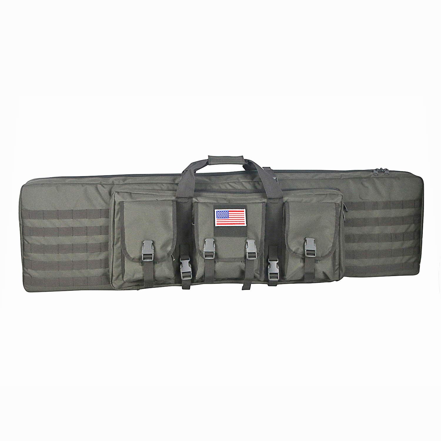 Warriors Product 48 Inch Double Long Rifle Gun Case Bag Outdoor Tactical Carbine Cases Water Dust Resistant Fireproof for Hunting Shooting (Grey, 48IN)