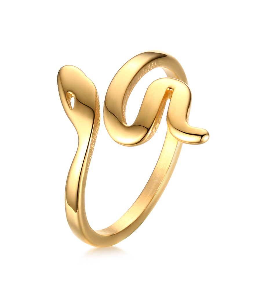 Ximi Jewelry Stainless Steel Fashion Snake Rings for Womens,Gold Plated,Size6-8 (8)