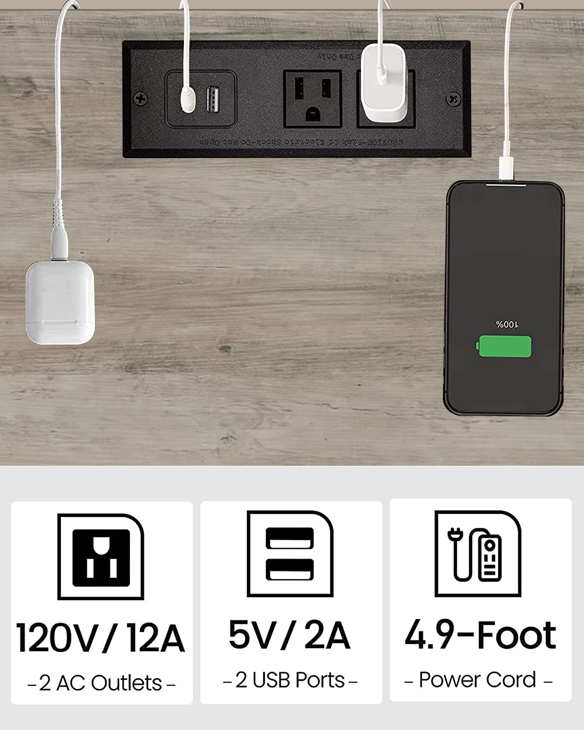 TUTOTAK End Table with Charging Station, Set of 2, Side Table with USB Ports and Outlets, Nightstand, 2-Tier Storage Shelf, Sofa Table for Small Space, Living Room, Bed Room V1TB01BG041