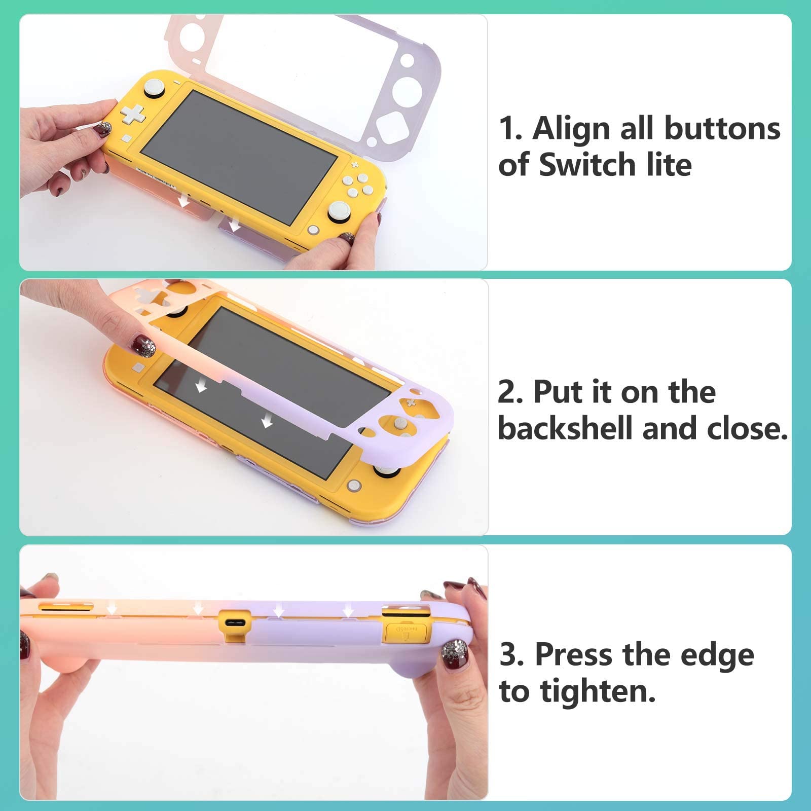 TiMOVO Case Compatible with Nintendo Switch Lite with 2 Screen Protectors & 4 Joystick Caps, Switch Lite Shock-Proof Protective Case Cover Accessories, Blue + Green