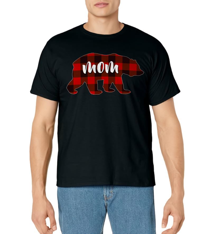 Red Plaid Mom Buffalo Matching Family Mama Pajama Christmas T-Shirt