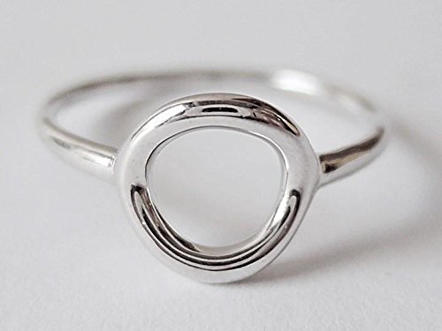 SOVATS Small Open Circle Ring for Women 925 Sterling Silver Rhodium Plated - Simple, Stylish &Trendy Nickel Free Ring, Size 8