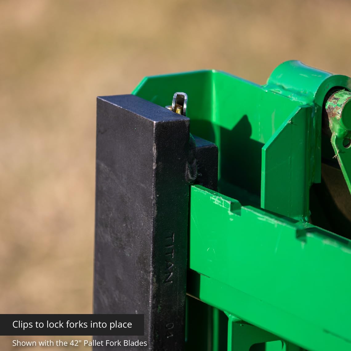 Titan Attachments Pallet Fork Attachment, 48†Fork Blades, Rated 3,000 LB, Receiver Hitch, Fits John Deere Loaders