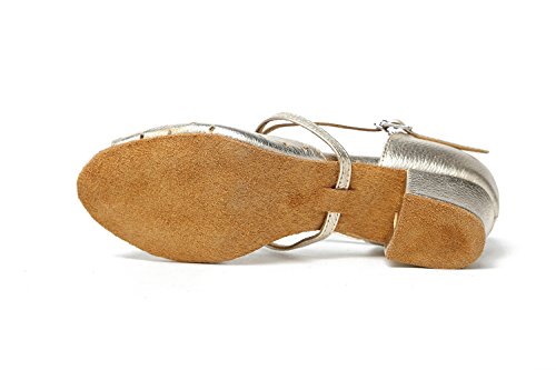USinishion GL210A WoUSen's Cutout Gold Leather Latin Professional Dance Shoes Wedding Evening Sandals 10 US