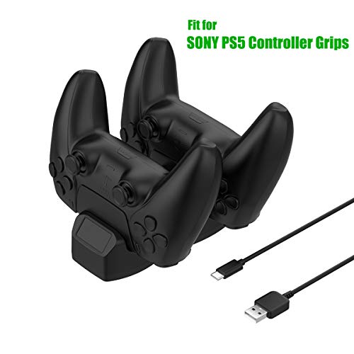 YoYaFe PS5 Controller Charger, Dual USB Type C Charging Station for Playstation 5, IC Protection, Fast Charging, Two Dualsense Charging Station for Playstation 5, PS5 Charging Dock - Black