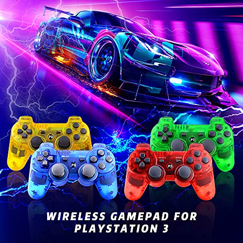 Zeion PS3 Controller Wireless, Gaming Remote Joystick for Playstation 3 with Charger Cable Cord (Pink, Green)