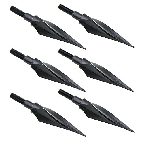 UP100 6pcs Steel Traditional Broadheads 150 Grain Spiral Tips Arrow Points Archery