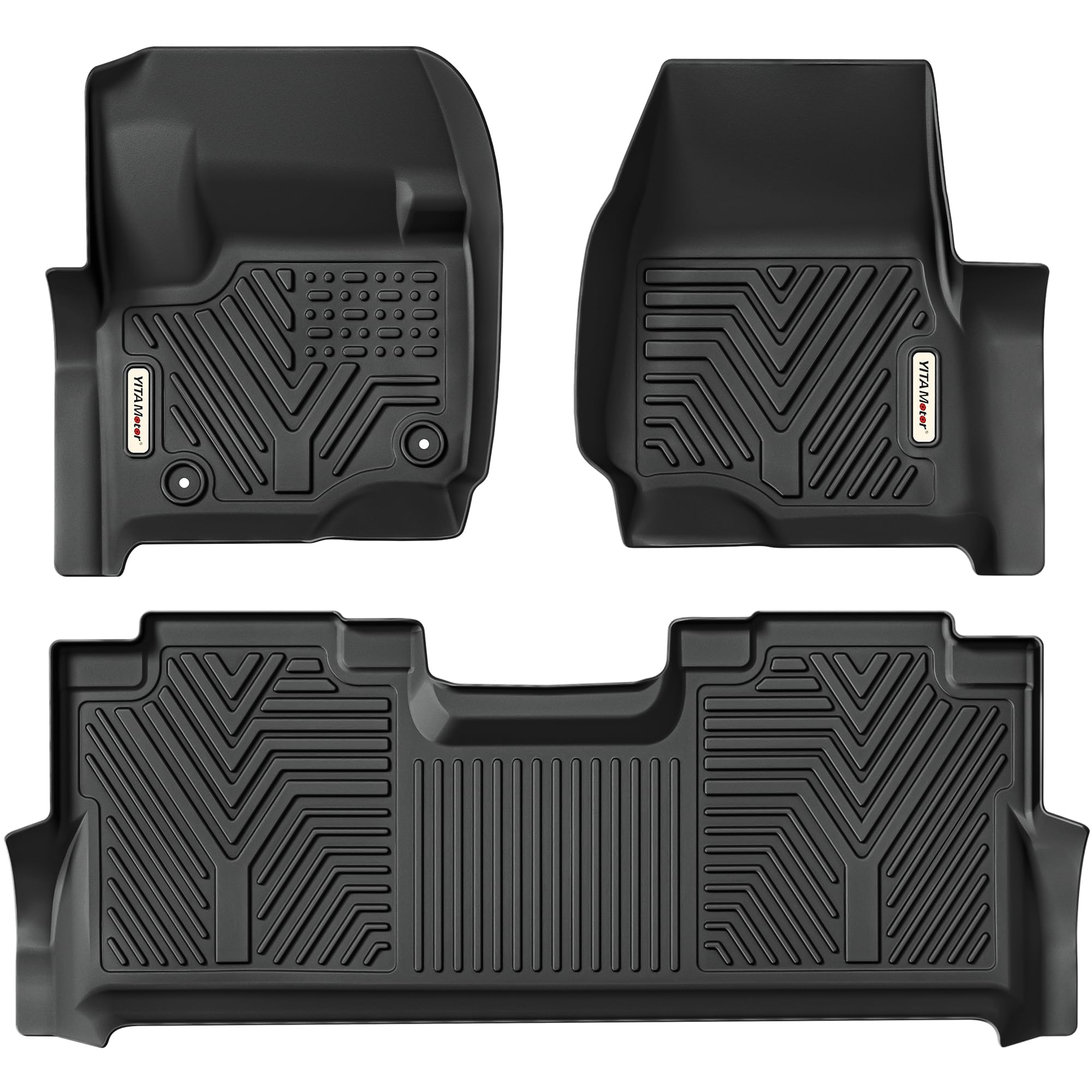 YITAMOTOR Floor Mats Compatible with F250/F350, Custom Fit Floor Liners for 2017-2024 Ford F-250/F-350 SuperCrew Cab, 1st & 2nd Row All Weather Protection