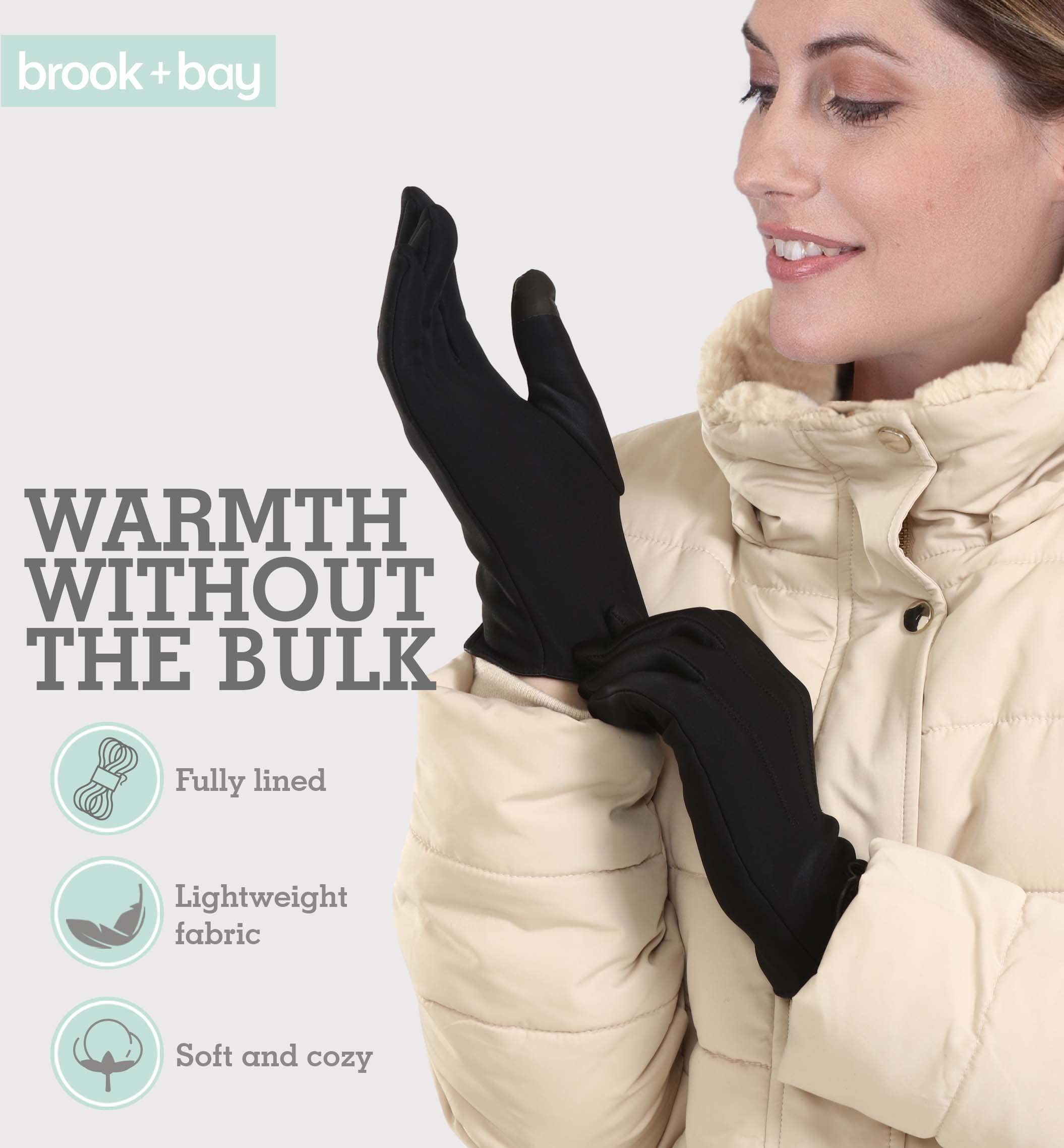Womens Winter Touch Screen Gloves - Warm & Lightweight Touchscreen Glove Liners for Texting, Driving & Social Media Browsing - Ladies Cold Weather Black Thermal Hand Gloves for The Tech Savvy & Chic