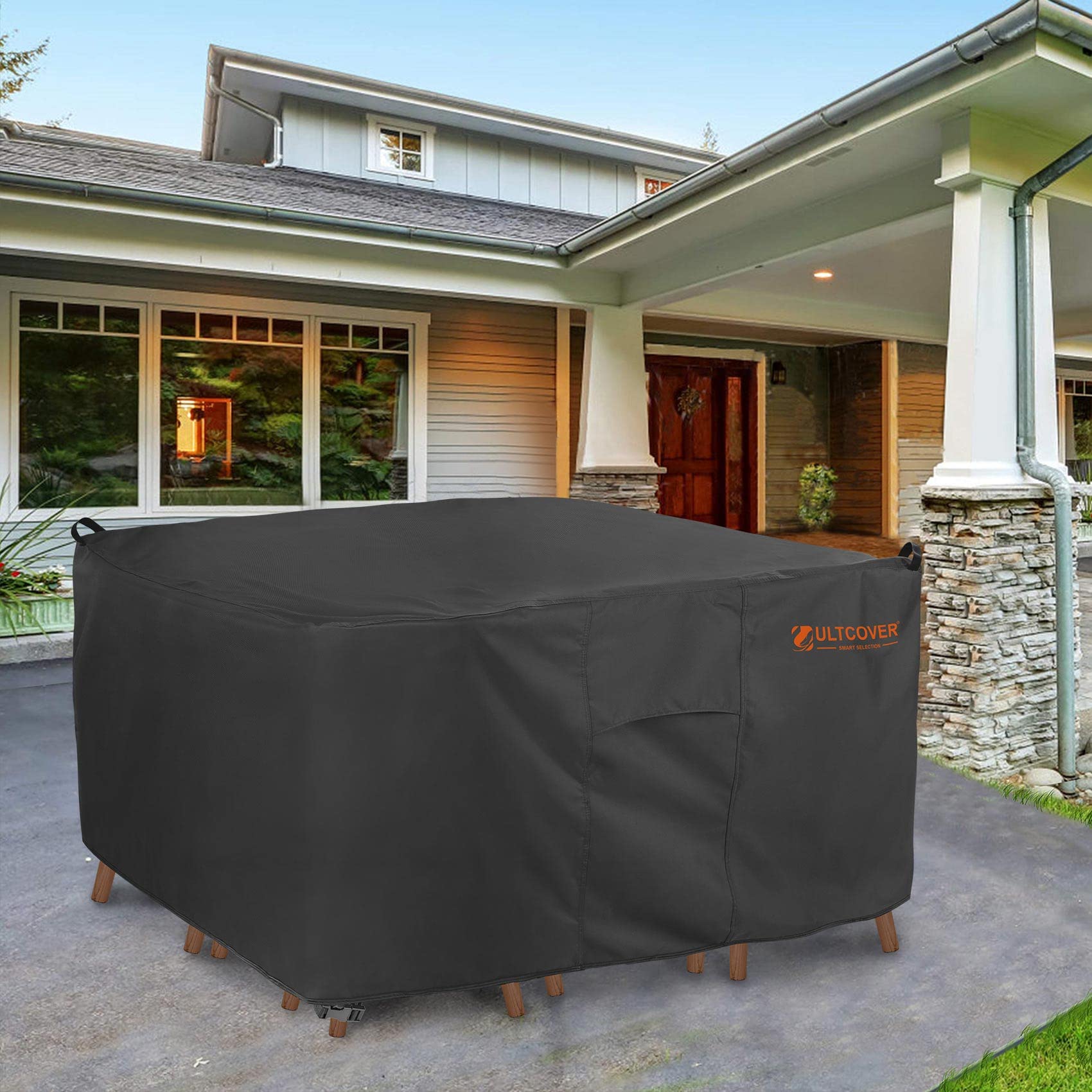 ULTCOVER Smart Selection Square Patio Furniture Set Waterproof Outdoor Dining Table Cover 54 inch, Black