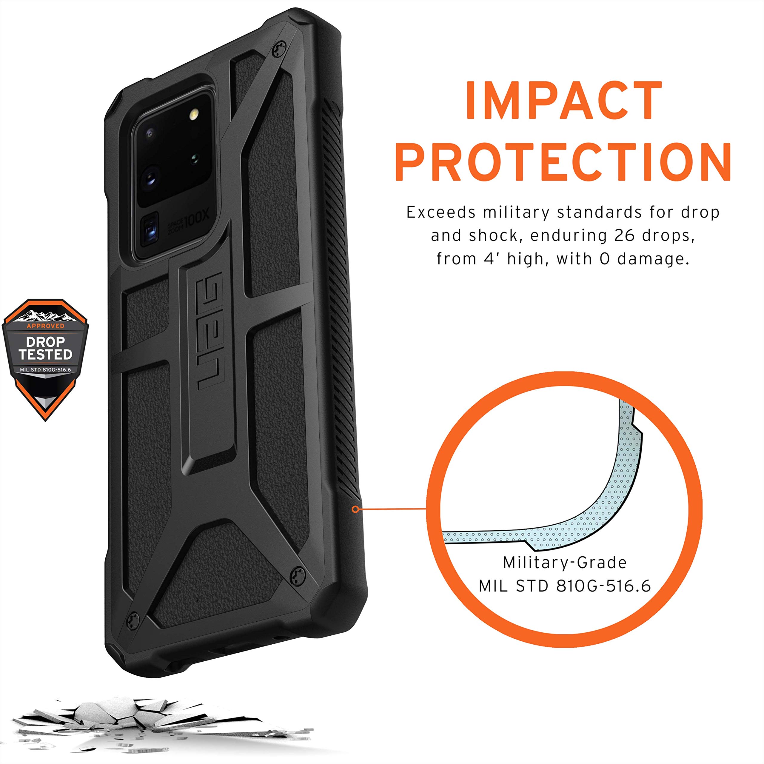 URBAN ARMOR GEAR UAG Samsung Galaxy S20 Ultra Case [6.9-inch Screen] Monarch [Carbon Fiber] Rugged Shockproof Military Drop Tested Protective Cover