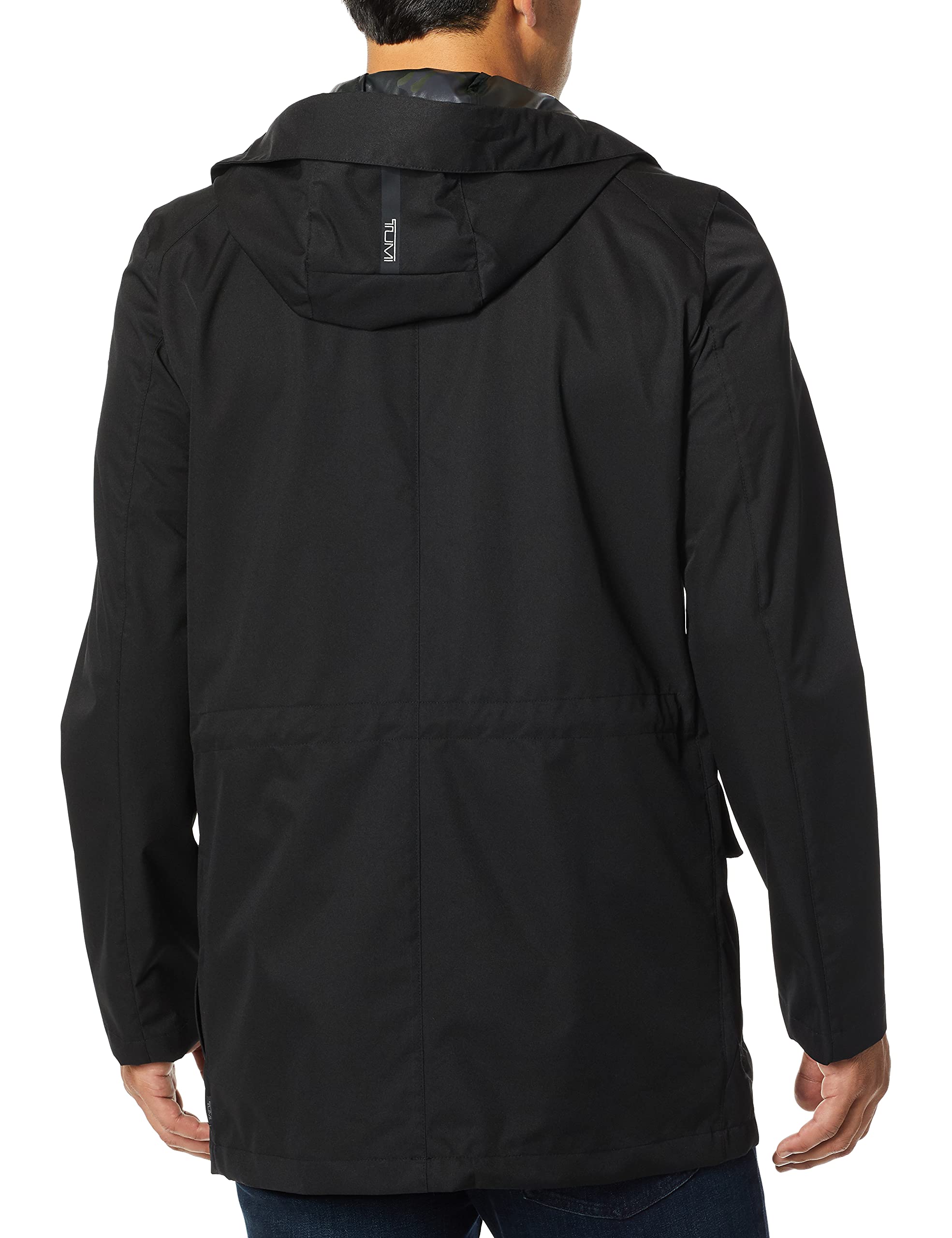 Tumi Men's Stow Away Commuter Raincoat, Black/camo, x Large
