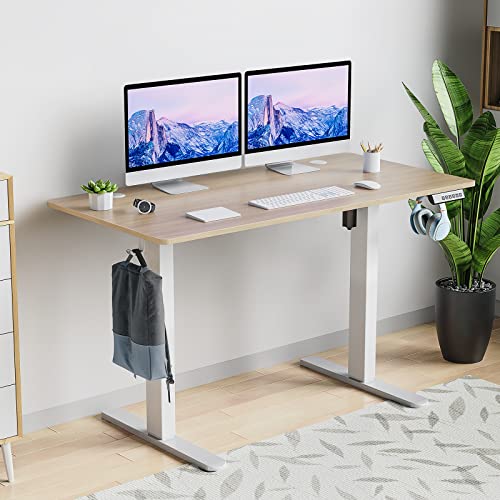 Sweetcrispy Electric Standing Desk,48 x 24in Adjustable Height Electric Stand up Desk Standing Computer Desk Home Office Desk Ergonomic Workstation with 3 Memory Controller, Bamboo Texture