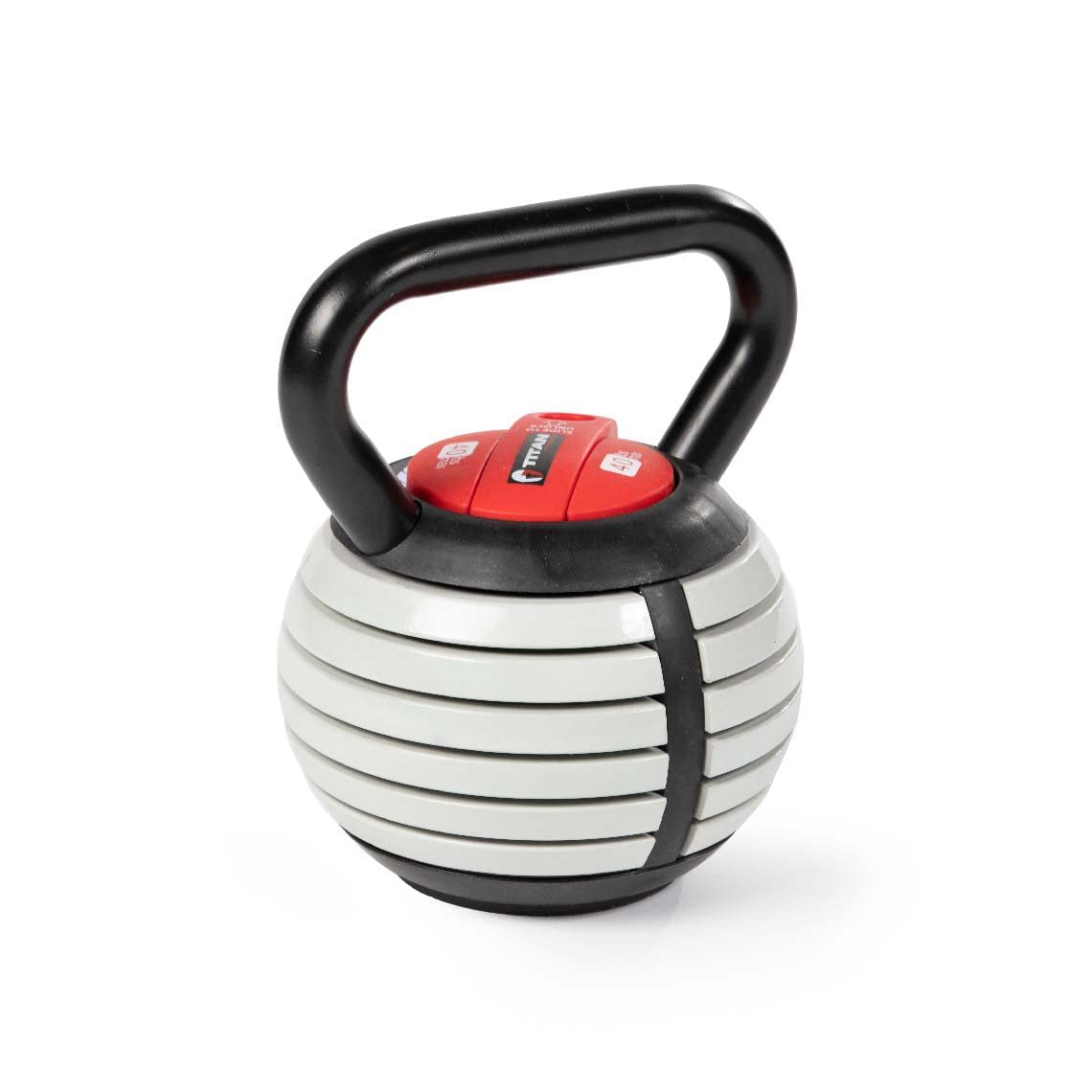 Titan Fitness Adjustable Kettlebell, 10 lb.- 40 lb, Cast Iron Plates, Strength Training