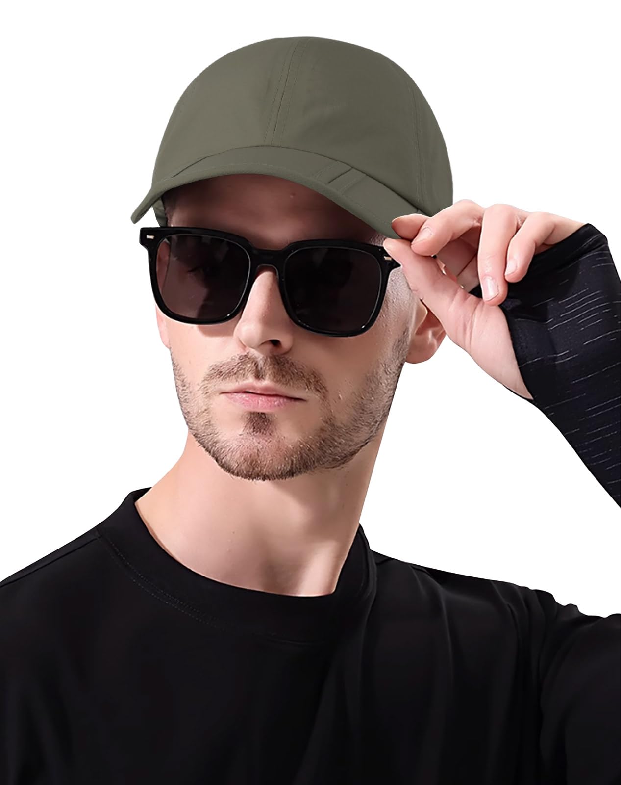 Sumolux Men Women Outdoor Rain Sun Waterproof Quick-Drying Long Brim Collapsible Portable Hat Sky-blue