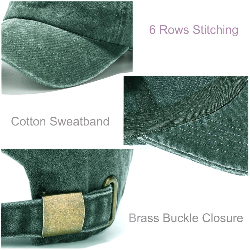 Vankerful Unisex Vintage Washed Dyed Dad Hat Plain Cotton Twill Low Profile Adjustable Solid Colour Baseball Cap Strapback (Army Green)