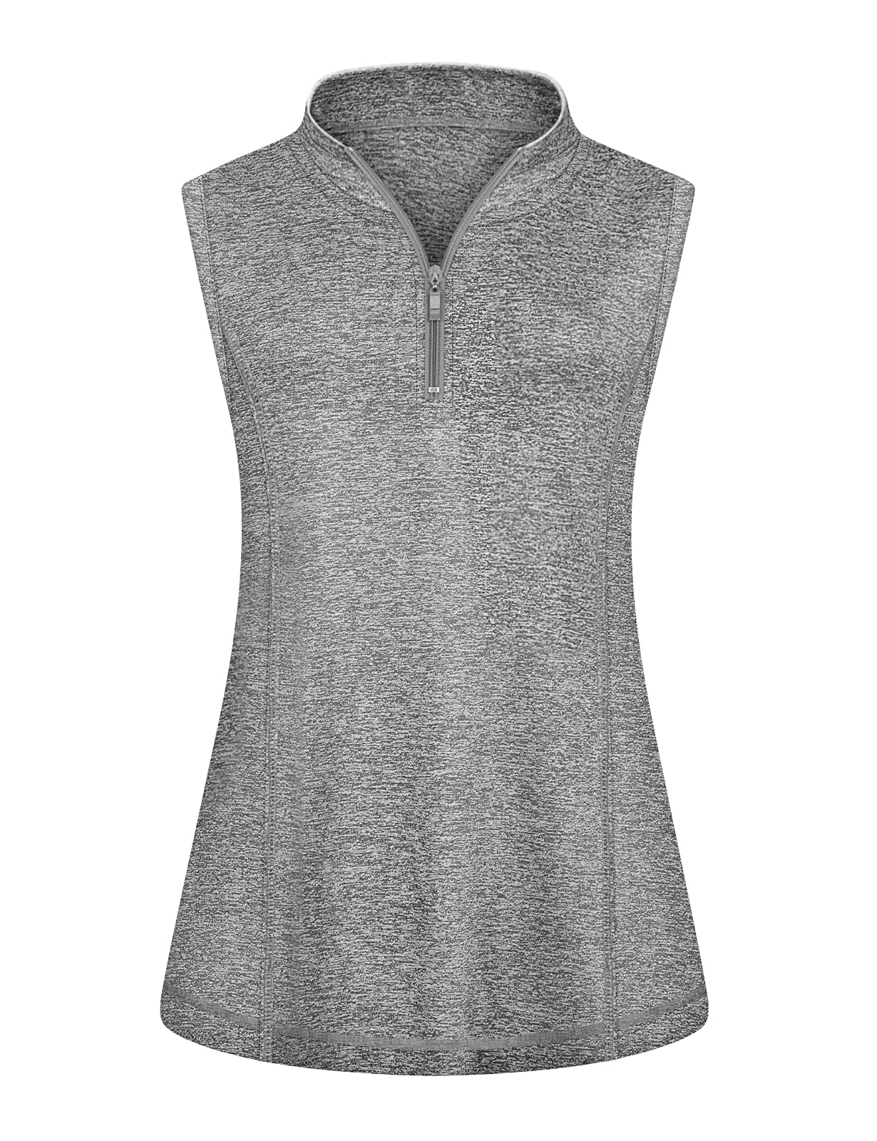 Viracy Workout Tank Tops for Women, Moisture Wicking Running Shirts Sleeveless 1/4 Zip Up Golf Top Lightweight Cool Delicate Versatile Flattering Boutique Daily Lounge wear Grey XL