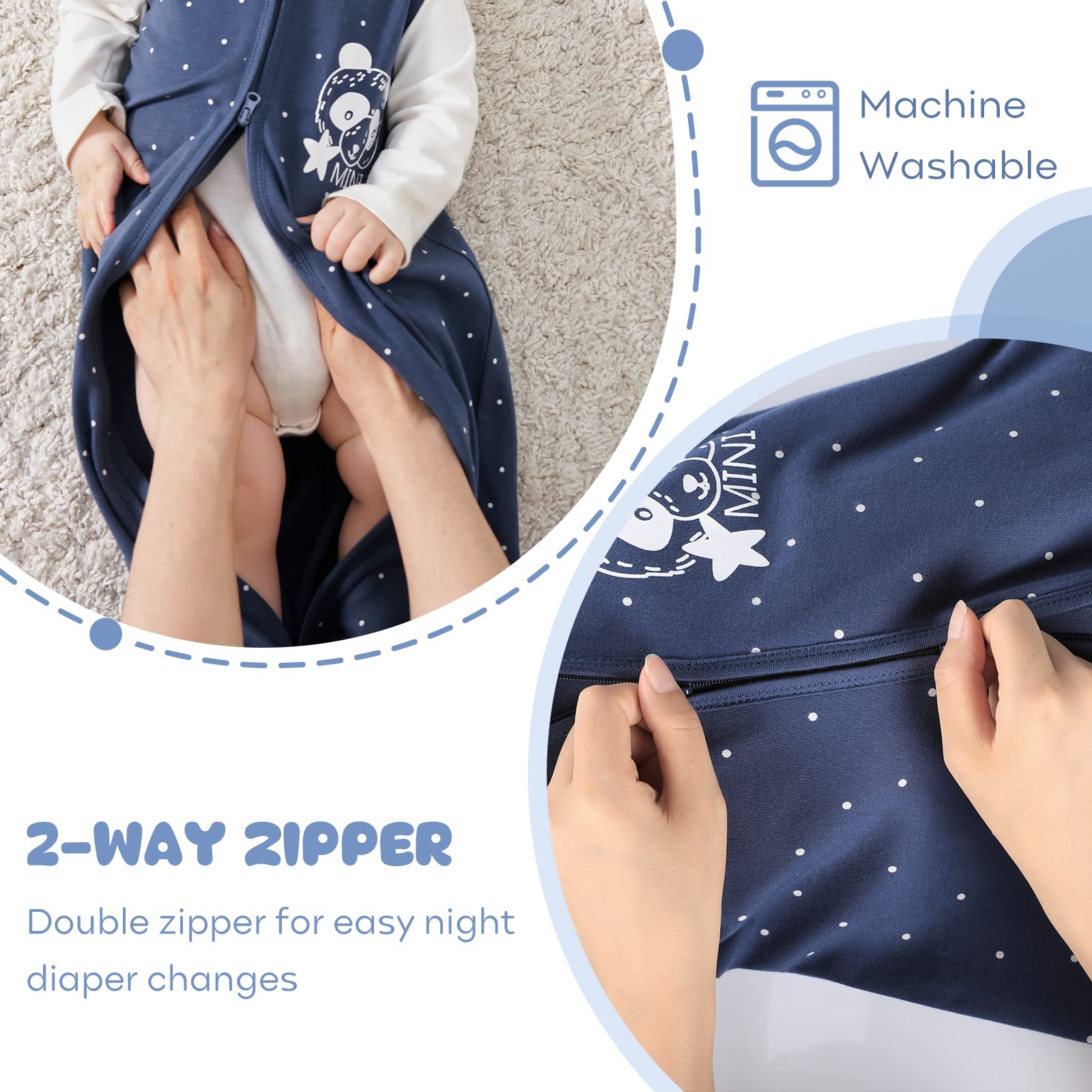 Yoofoss Baby Sleep Sack 6-12 Months Baby Wearable Blanket 100% Cotton 2-Way Zipper Toddler Sleeping Sack,Soft Lightweight Sleep Sacks for Babies (Medium)