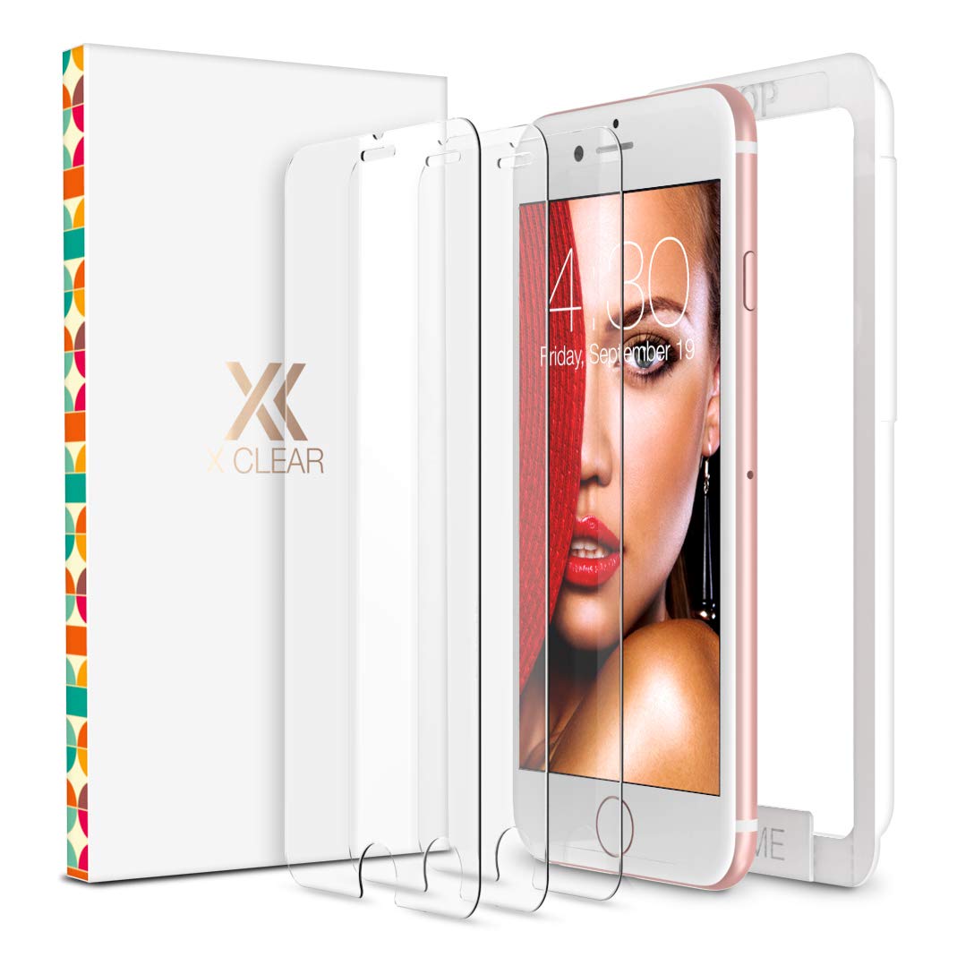 XClear Screen Protector for iPhone SE 2020 2nd Gen, iPhone 8, iPhone 7 (4.7-inch) (3 Pack), Tempered Glass Film + Alignment Tray Compatible iPhone SE 2nd Gen/ 8/7/ 6S/ 6 [Case Friendly]