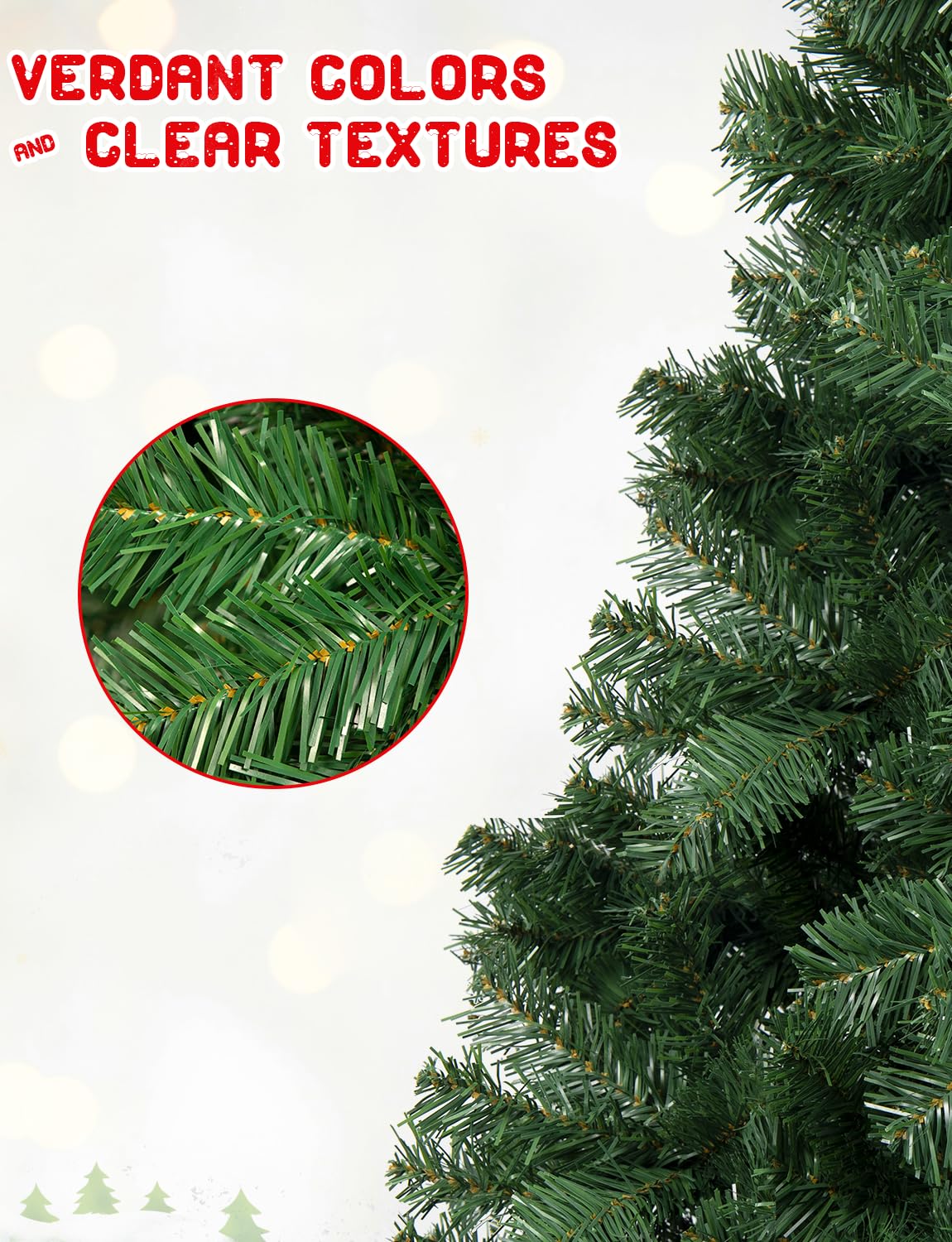 YouMedi 6.5ft Premium Spruce Artificial Holiday Christmas Tree for Home, Party Decoration, Easy Assembly, Metal Hinges & Foldable Base - Fire-Resistant Material