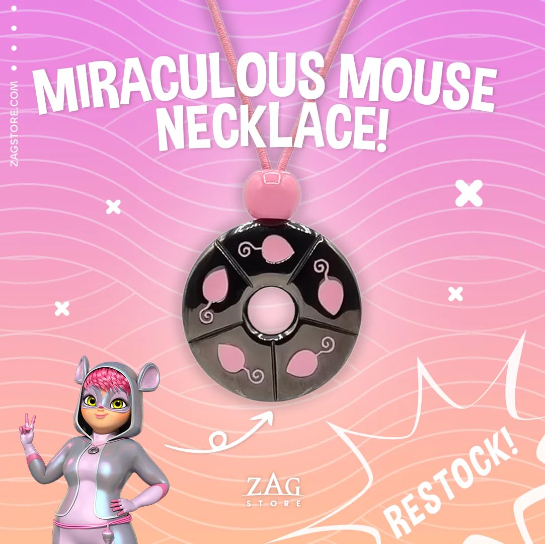 ZAG STORE - womens Miraculous Ladybug - Mouse Transformation Necklace