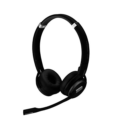 Sennheiser SDW 5066 (507024) - Double-Sided (Binaural) Wireless Dect Headset for Desk Phone Softphone/PC & Mobile Phone Connection Dual Microphone Ultra Noise Cancelling, Black