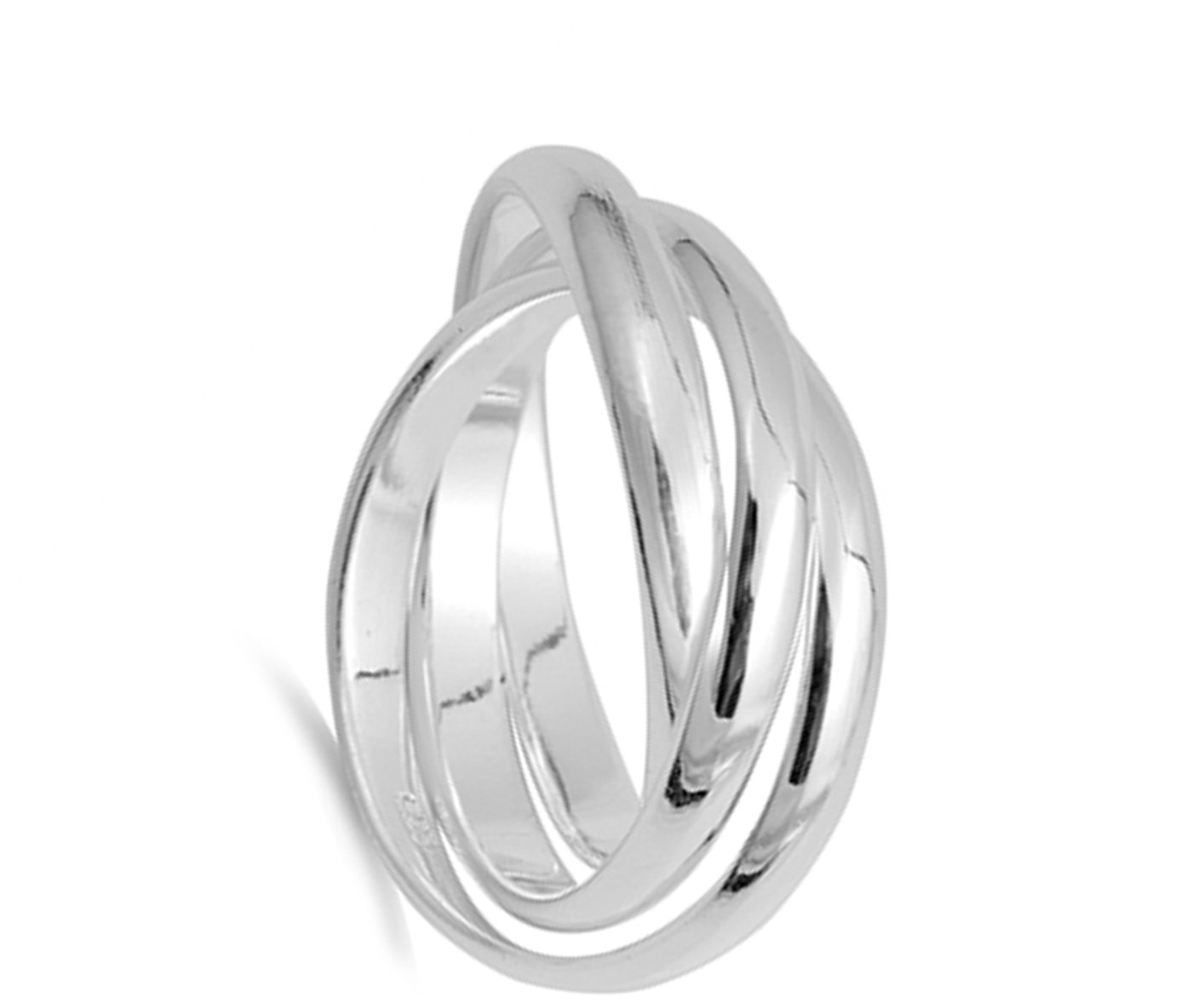 Triple 3mm Rolling Wedding Ring New .925 Sterling Silver Stacked Band Size 10