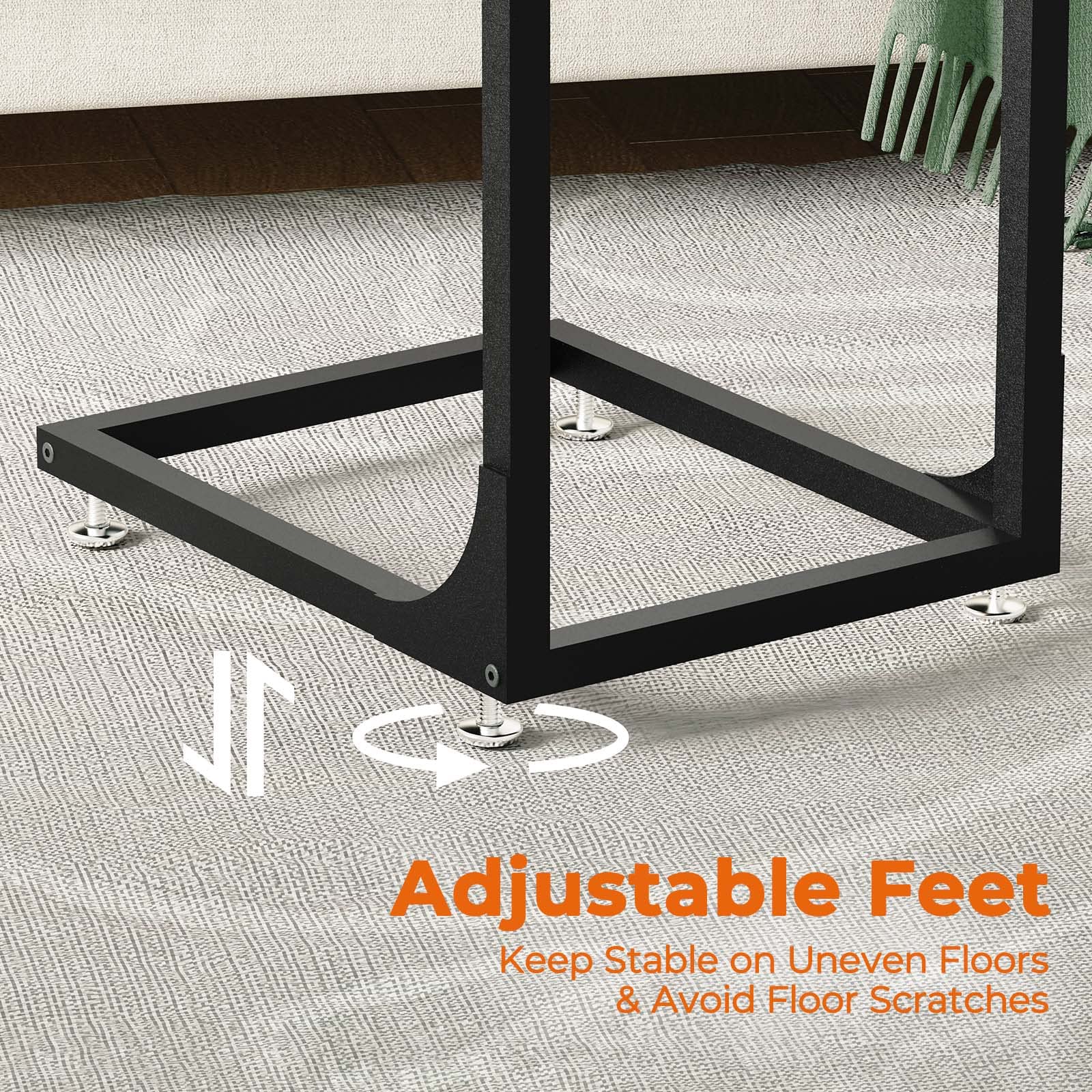 SUPERJARE C Shaped End Table with Charging Station, Bed Side Table with USB Port & Outlet, Couch Table, C Table for Living Room, Set of 2, Rustic Brown