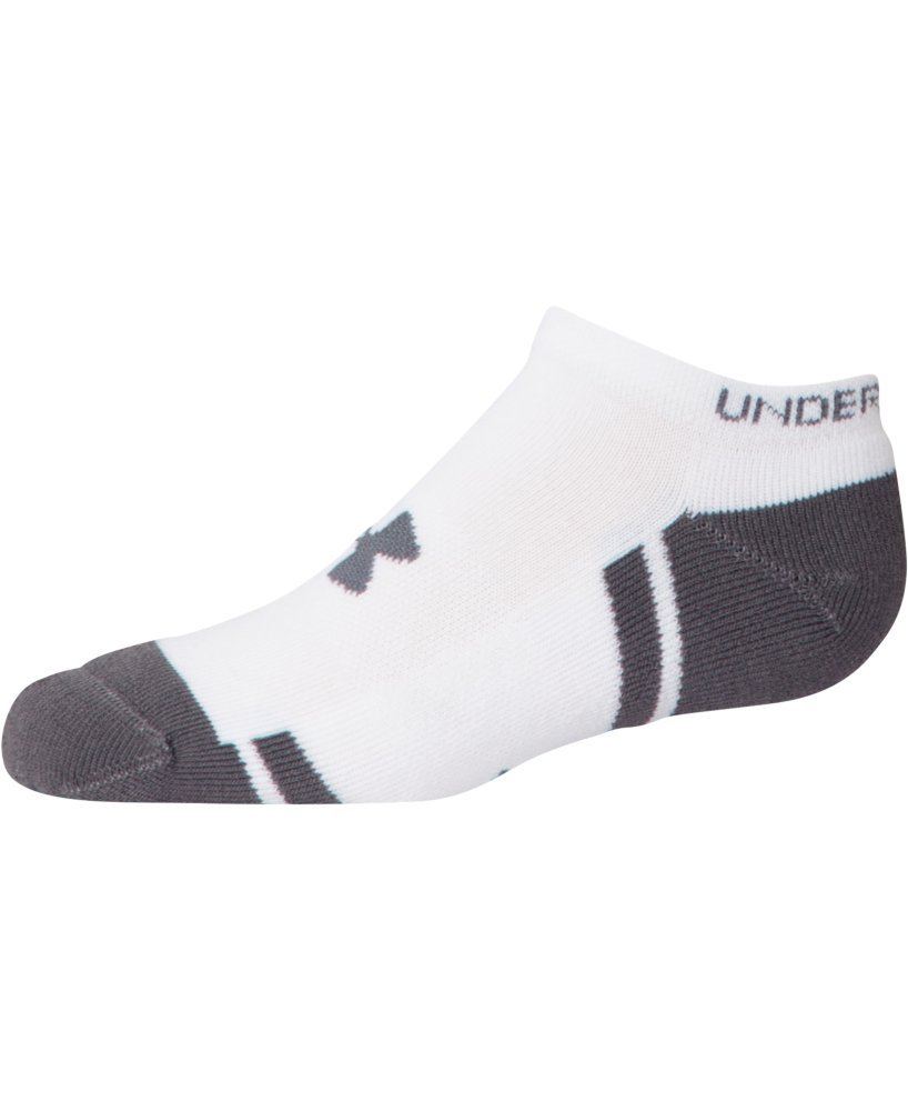 Under Armour Youth Resistor 3.0 No Show Socks, Multipairs , White/Graphite (6-Pairs) , Small