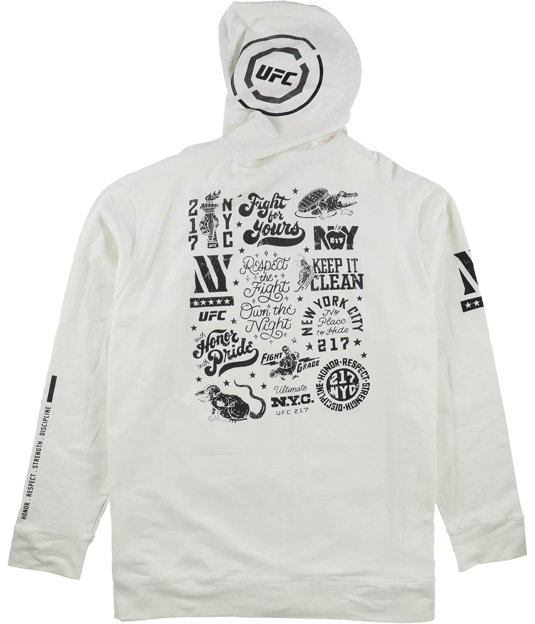 Reebok Mens Chalk White Fight Night Full-Zip Walkout Hoodie CU8045 (Small)