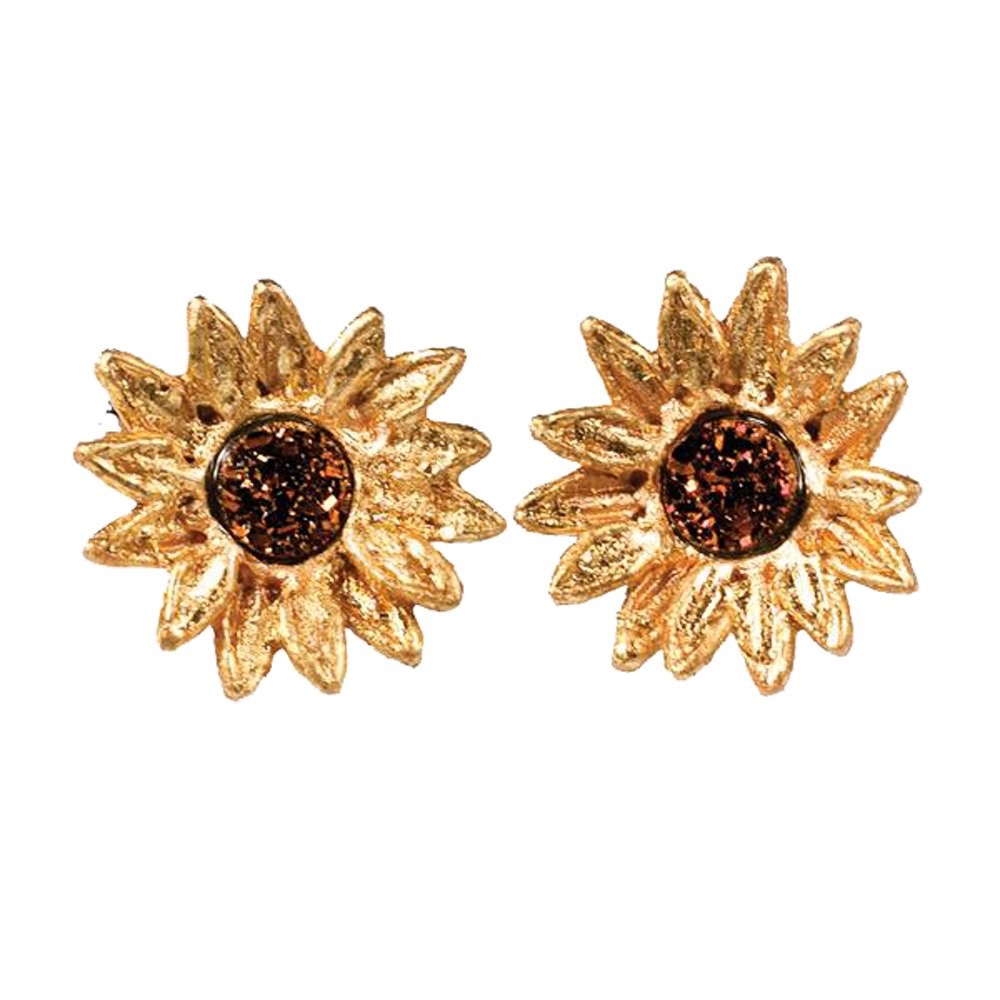 Sunflower Druzy Stud Earrings by Michael Michaud #4979