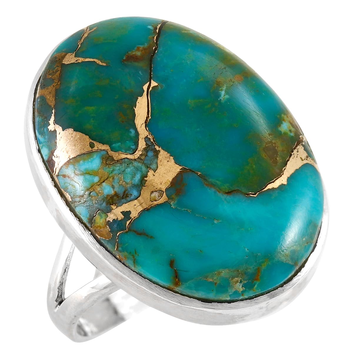 Turquoise Ring Sterling Silver (PICK COLOR) (Teal/Matrix Turquoise, 9)