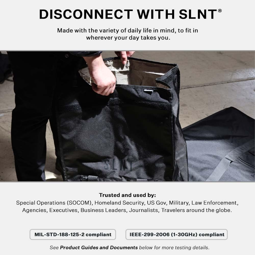 SLNT Utility Faraday Bag for Computer Towers & Gaming Consoles with Silent Pocket - Military-Grade Water Resistant Nylon, Multishield Blocks Wireless Signals, Protects Electronics from Hacking, Spying