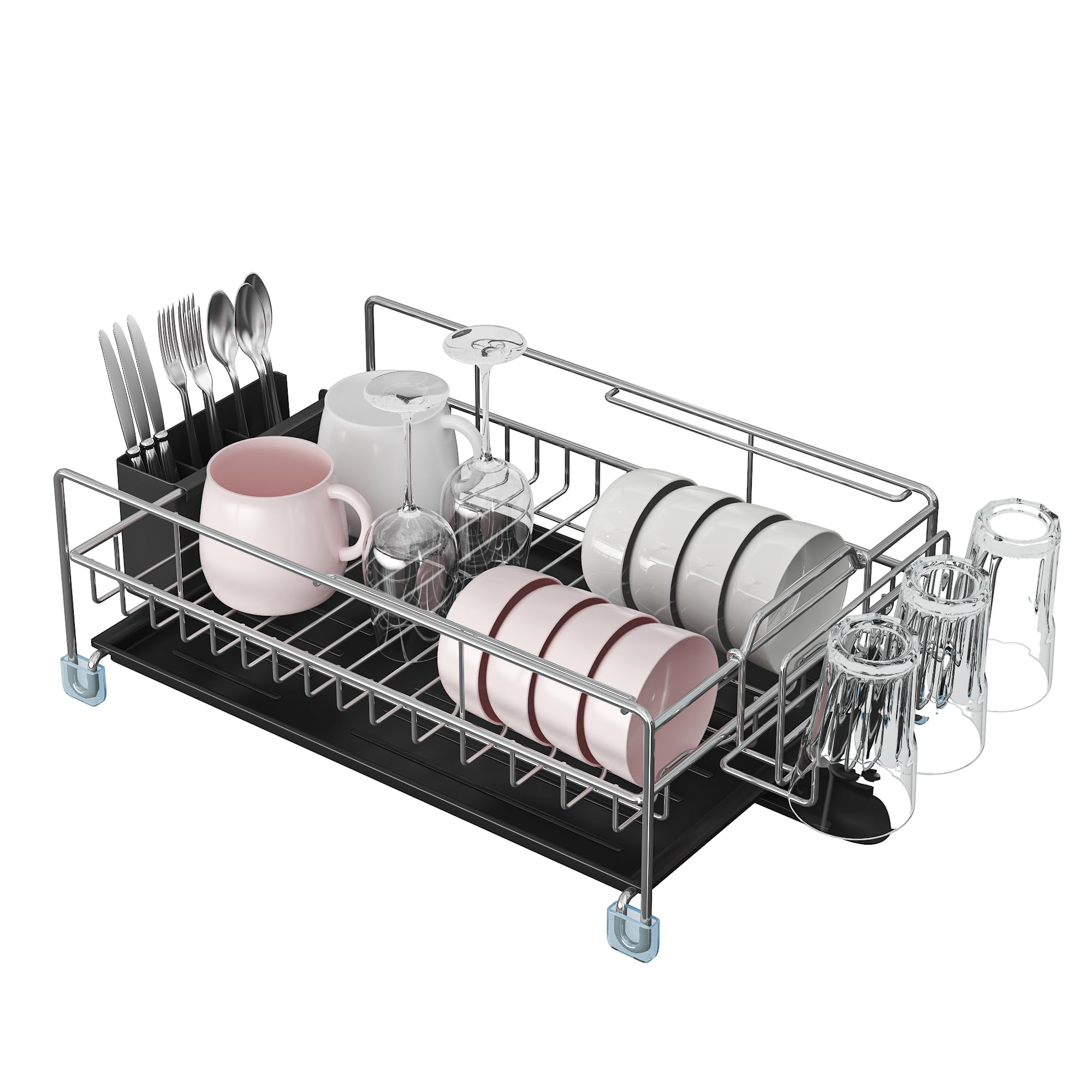 Youvip Dish Drying Rack for Kitchen Counter- Space-Saving, Extra top Dish Rack with a Cutlery Holder for Dishes, Spoons and Forks,Stainless Steel