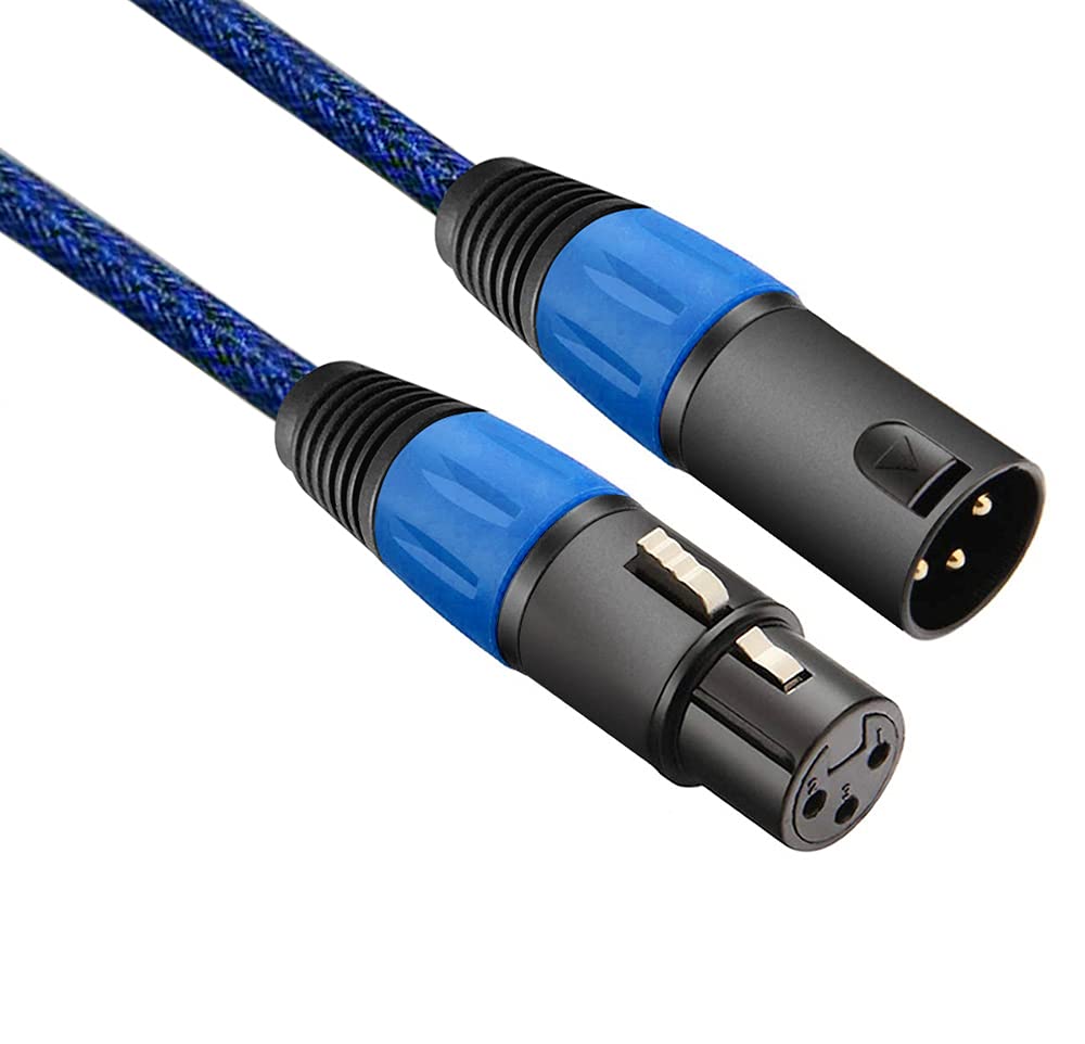 XLR Cable 10ft 2Pack, Balanced 3 Pin Male to Female for Microphones, Lights, Speakers,Mixer,Amplifier and Audio Device(Pure Copper Conductors) (3m(10ft), Blue)