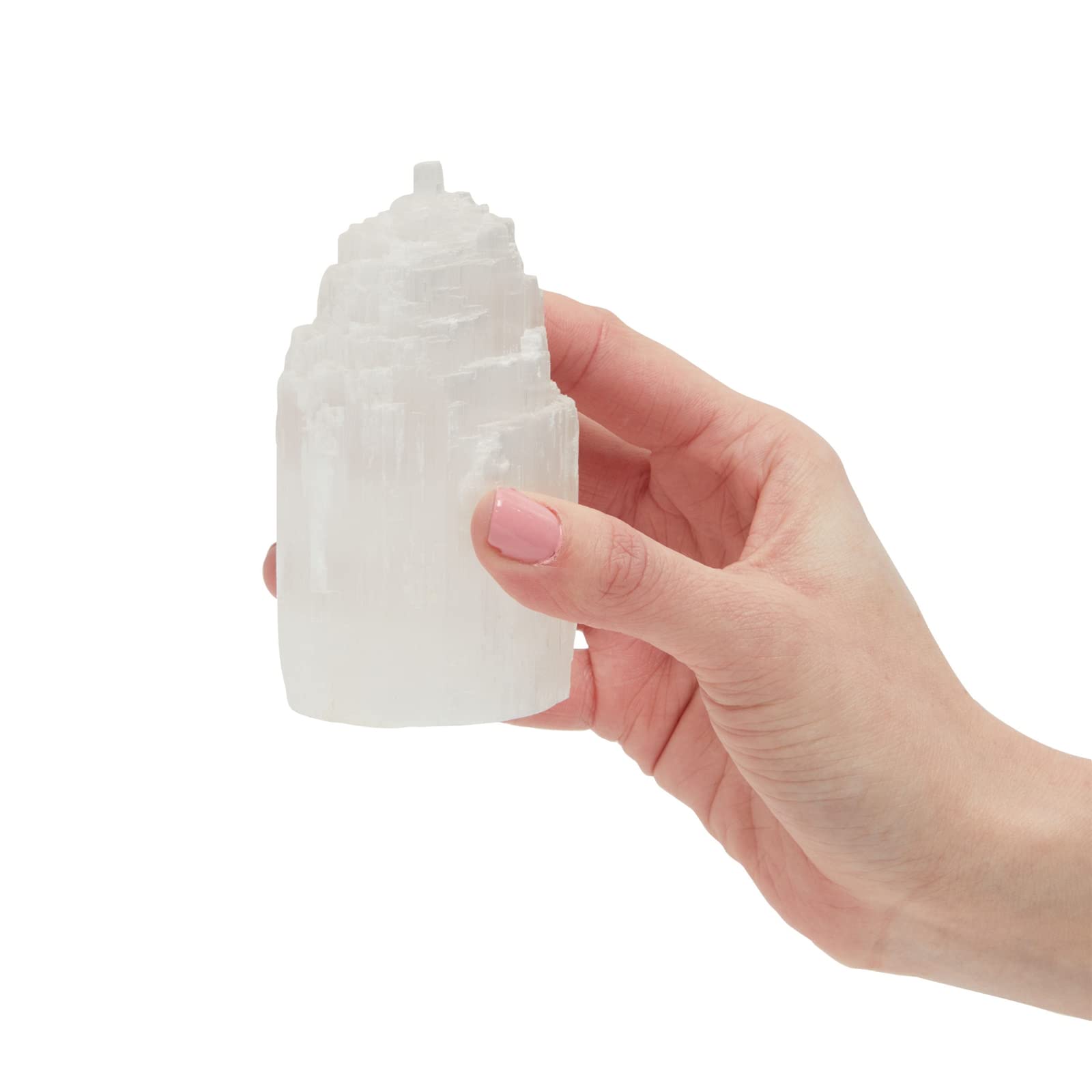 Wellbrite 2 Pack Selenite Skyscraper, Selenite Healing Crystal (4 x 2 in)