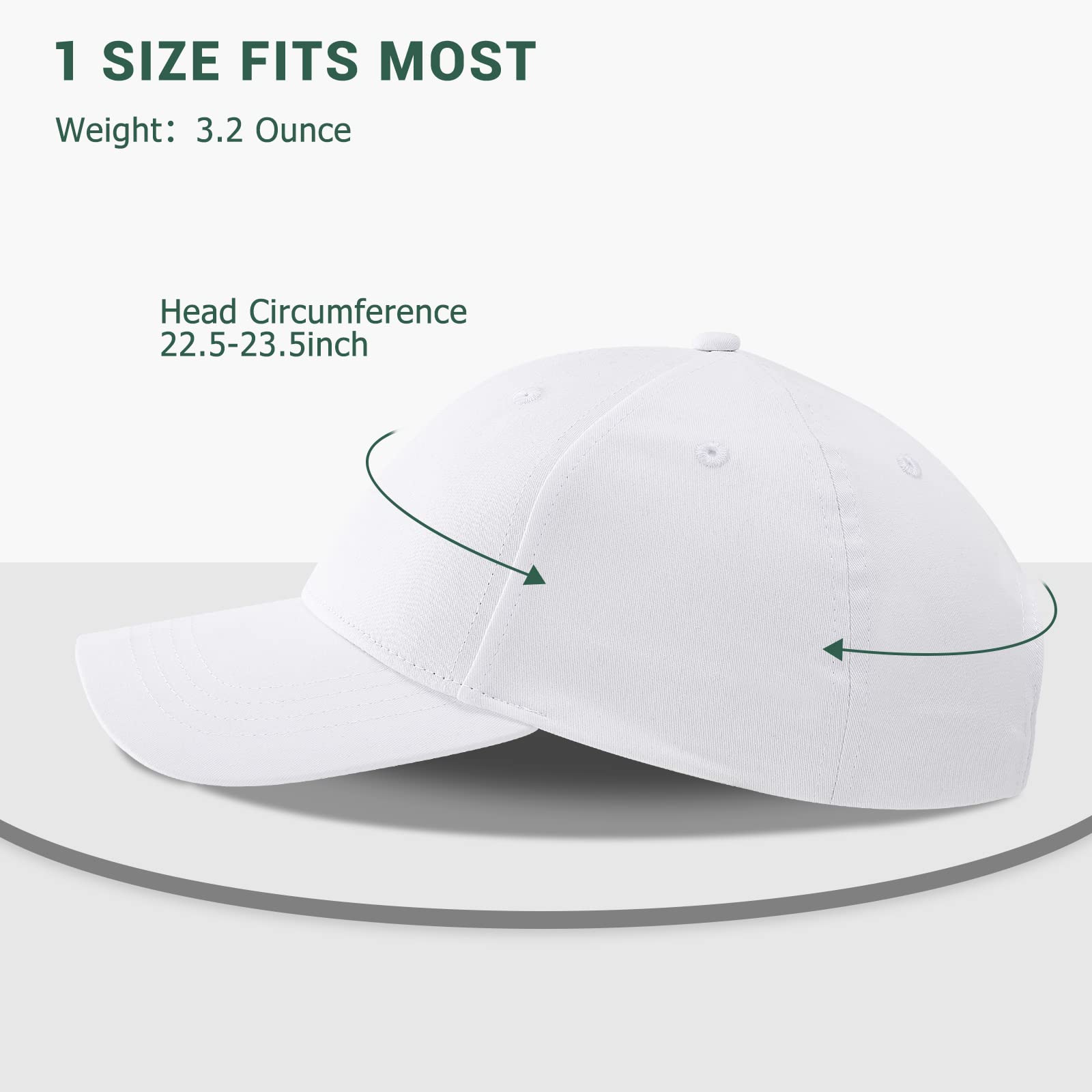 zowya Stretchy Trucker Hat Mesh Baseball Cap Adjustable Snapback Closure Hats for Men Women Comfortable Breathable (White)