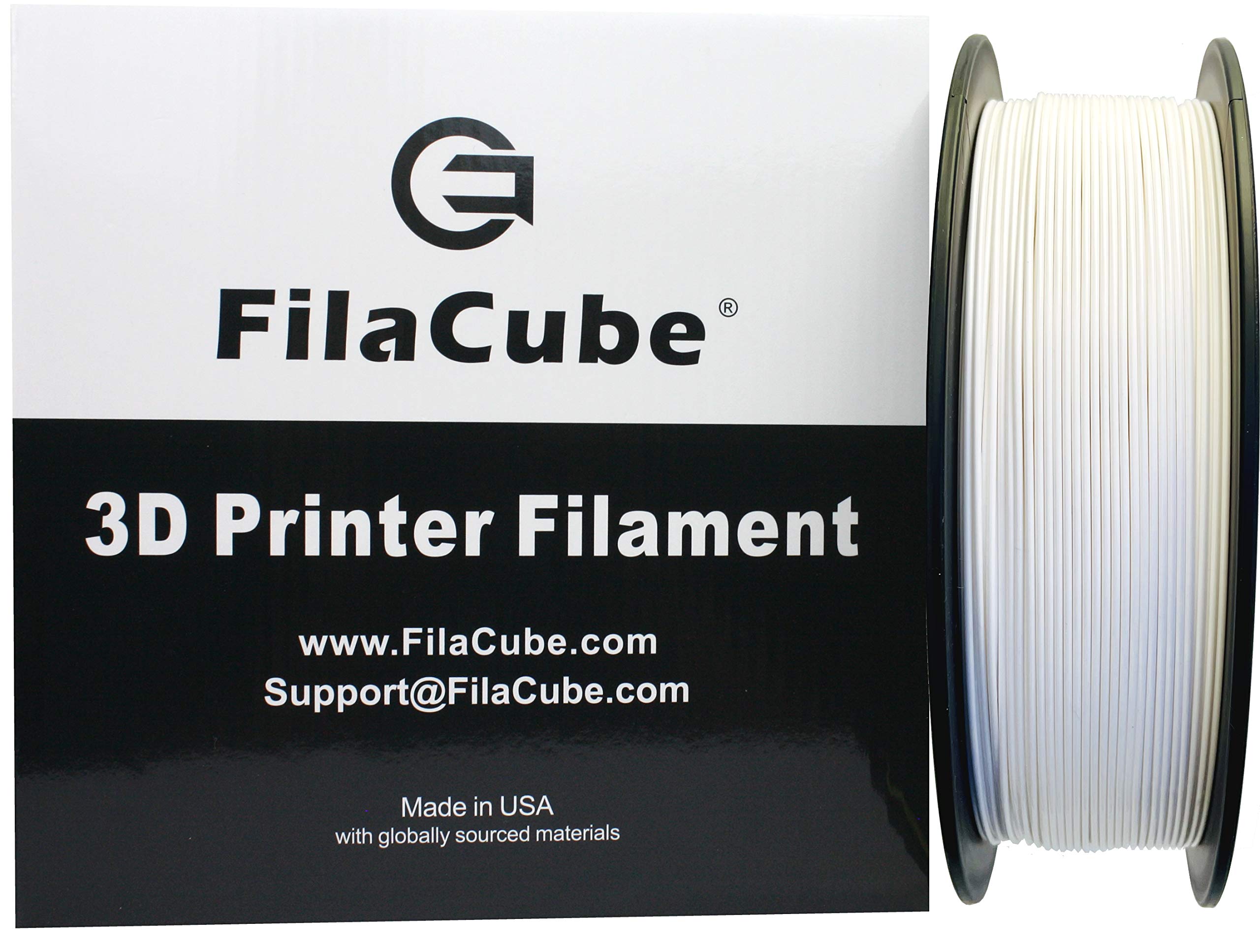 White PLA 1.75 filament - FilaCube PLA 2 pure white filament 1 kg 1.75mm 3D Printer filament [Made in USA] real PLA white PLA+ pro compatible FDM printer ender creality monoprice prusa anet makerbot