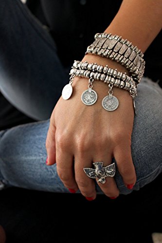 Zealmer Boho Bracelet Set Bohemian Coin Bracelet Tribal Statement Design Hand Bracelet 2 Types