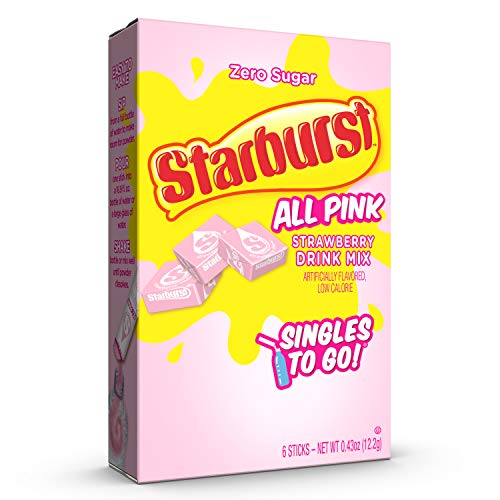 Starburst Singles To Go Powdered Drink Mix, All Pink Strawberry, 12 Boxes with 6 Packets Each - 72 Total Servings, Sugar-Free Drink Powder, Just Add Water, 6 Count (Pack of 12)