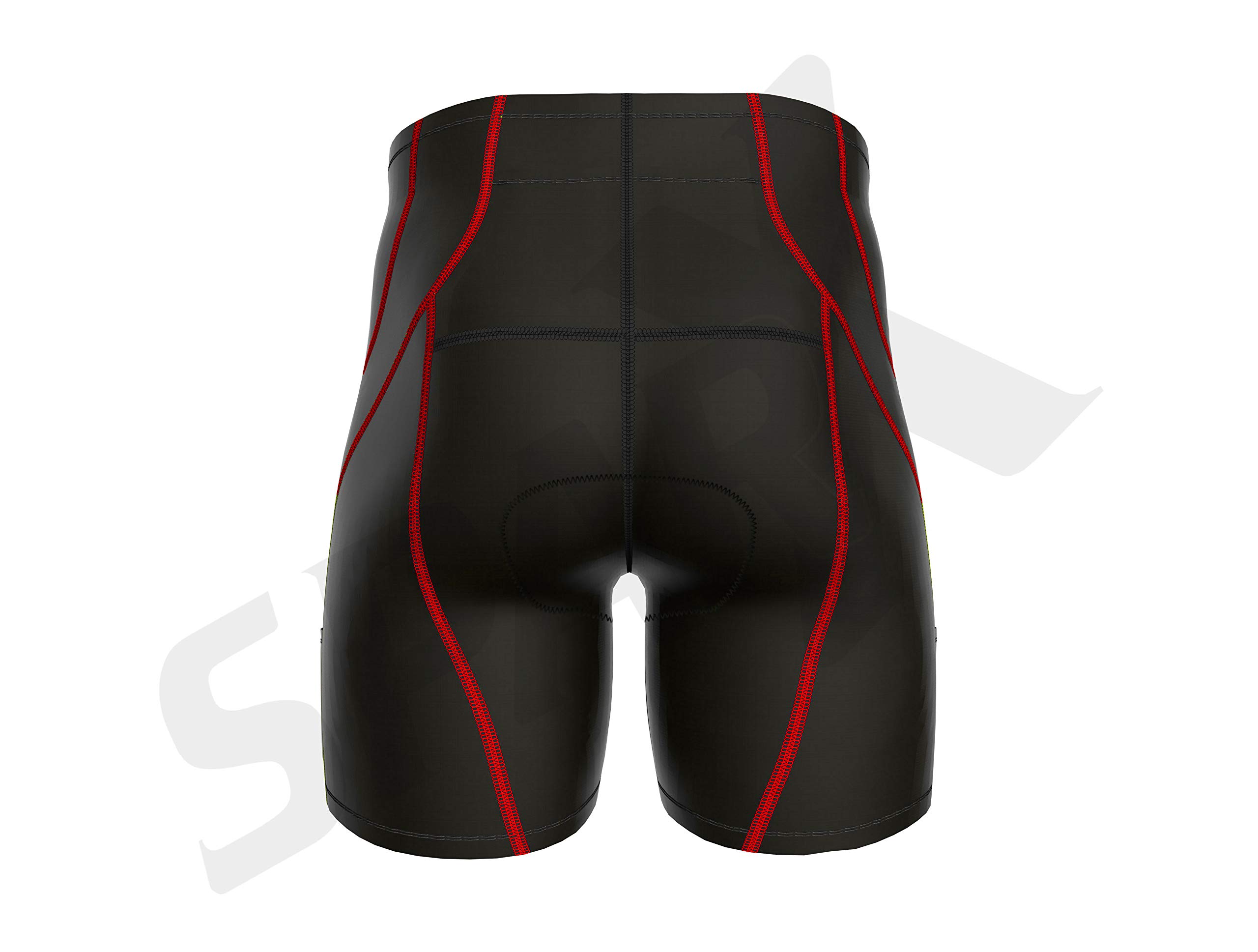 Sparx Elite Men Triathlon Short Tri Shorts Cycling Bike Swim Run Shorts (Black/Red, Medium)