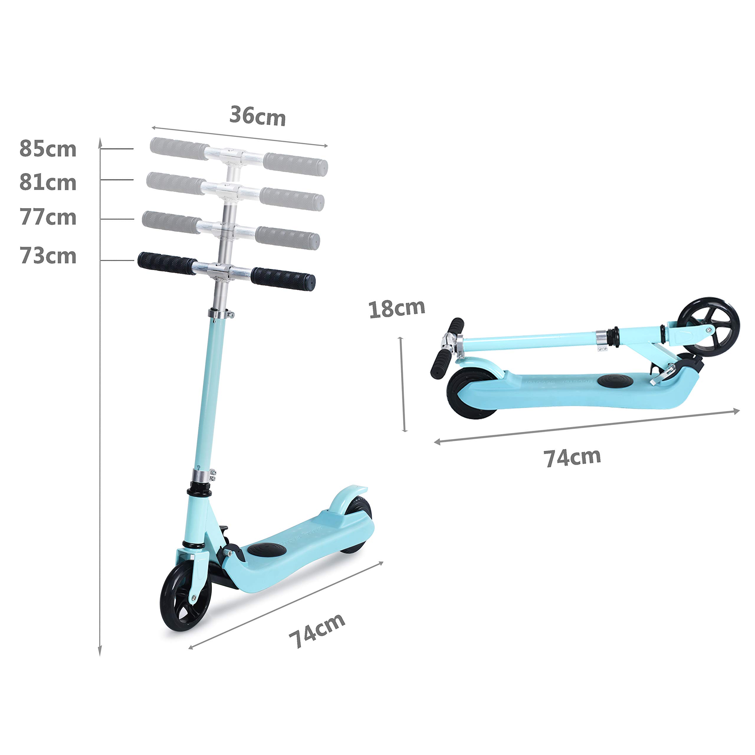 Urban Drift Electric Scooter for Kids - 2 PU Wheel 4 Adjustable Height, Kick-Start Boost and Gravity Sensor, Folding E-Scooter Best Gifts for Girls and Boys Ages 6-12 (Blue)