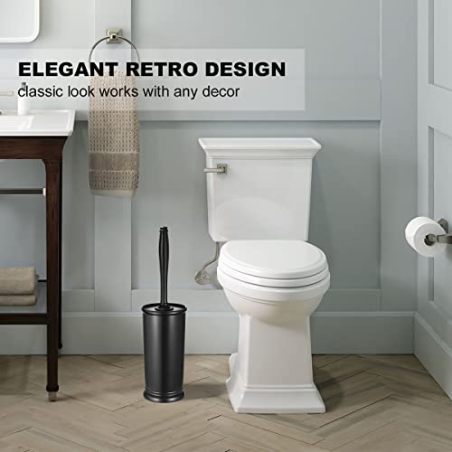Toilet Bowl Brush Holder Set: 2 Pack Modern Deep Cleaning Bathroom Toilet Scrubber with Caddy for Rv - Rim Decorative Accessories Cleaner Brushes for Toilet - Black