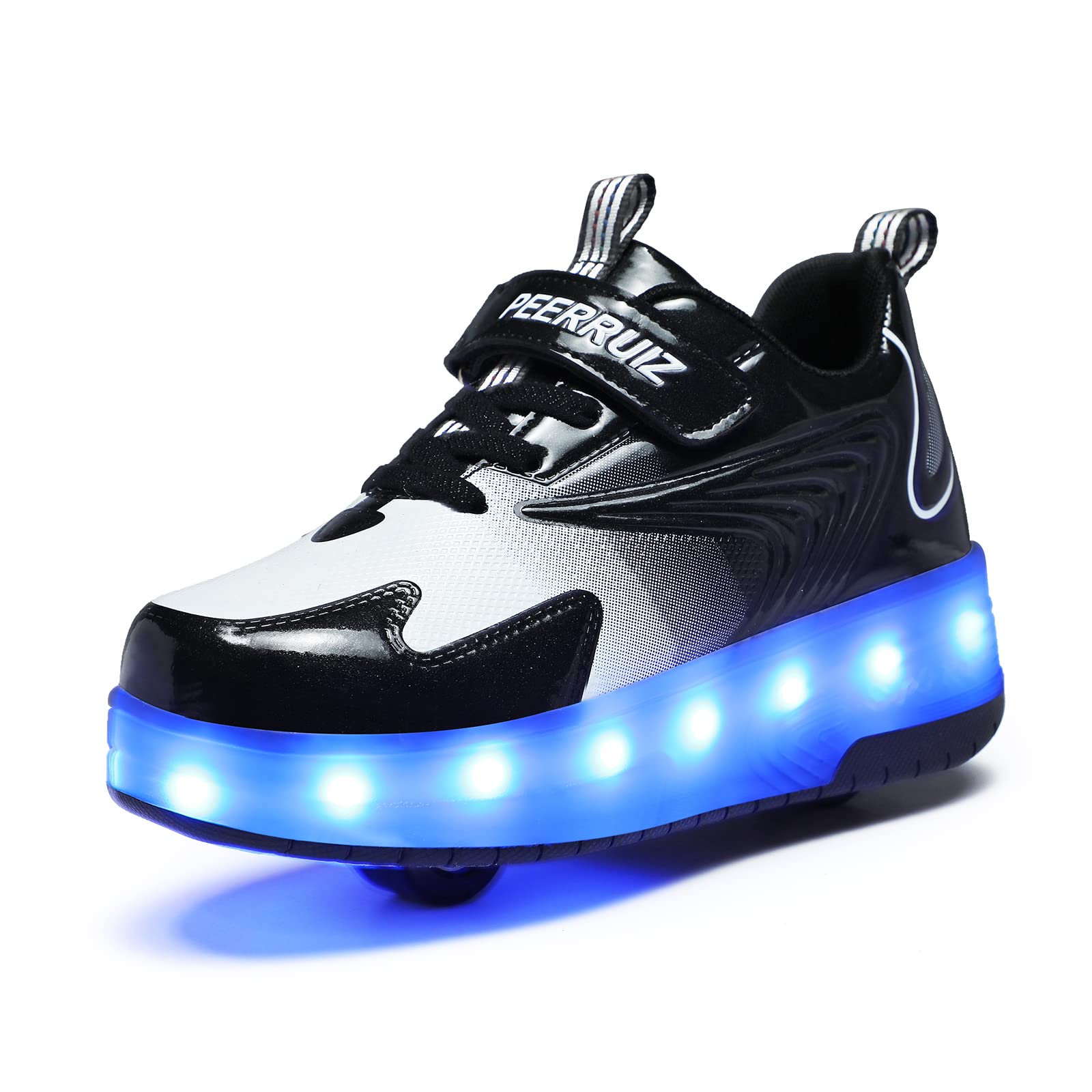 Yogeeft Roller Shoes with Wheel for Girls Boys - Kids LED Flashing Shoes Retractable Sneakers Rechargeable Roller Shoes for Beginners Party (Size 13 Little Kids Black)