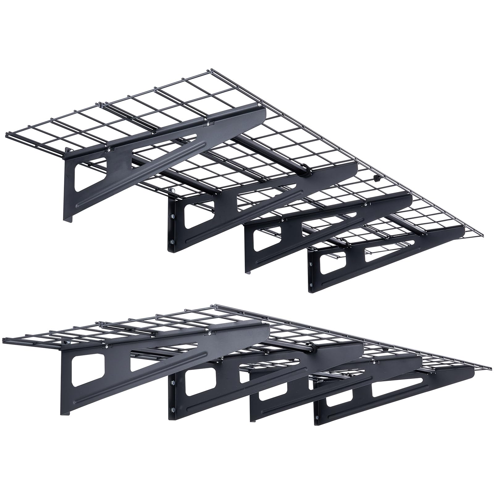 VEVOR Garage Shelving Wall Mounted, 2 x 4 ft Heavy Duty Garage Wall Shelves, 500 lbs Load Capacity Garage Storage Rack Floating Shelves, 2 Pack, Suitable for Shop, Shed, Garage Storage